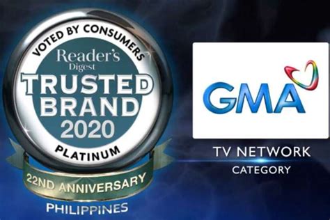 GMA Network Wins Platinum Award In Reader's Digest Trusted Brands 2020 ...