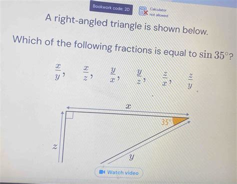 Solved Bookwork Code 2d Calculator Not Allowed A Right Angled