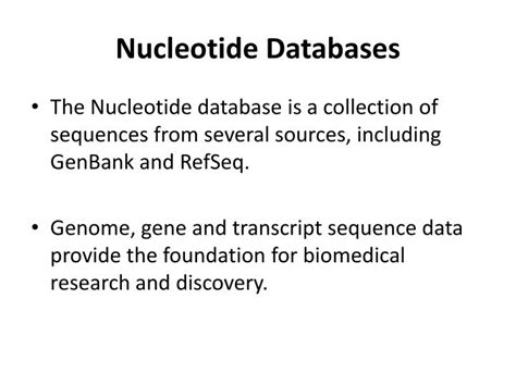 Ppt Nucleotide Databases Genbank Powerpoint Presentation Id1605573