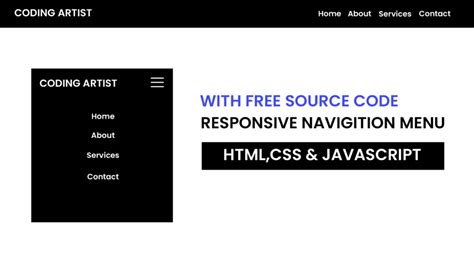 responsive navigation bar html css and javascript coding artist