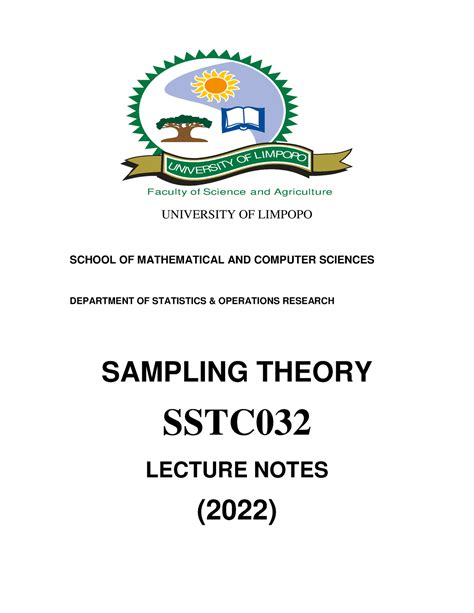 sstc032 lecture notes 2022 faculty of science and agriculture uni
