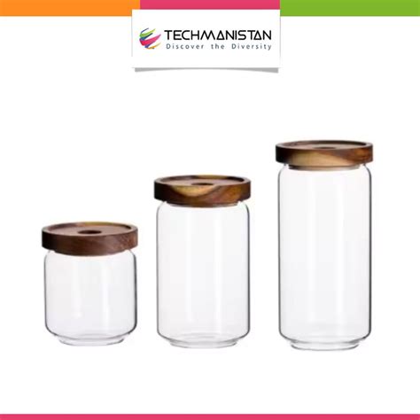 Stackable Glass Jars With Wooden Lid Techmanistan