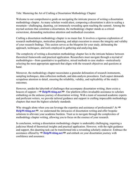 How To Write A Dissertation Methodology Chapter By Tricia Williams Issuu