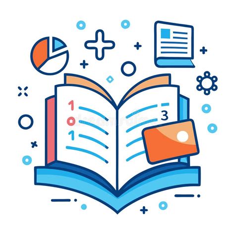 Open Book With Data Analytics Charts And Documents Education And Learning Stock Vector