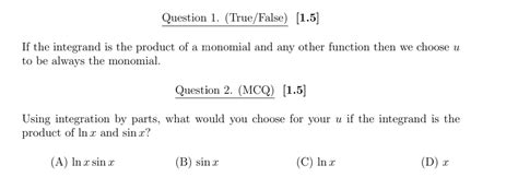 Solved If The Integrand Is The Product Of A Monomial And Any