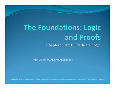 Chapter Part Predicate Logic To Study With Chapter Part II Predicate Logic With Studocu