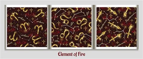 조디악 표지판 양자리 사자자리 궁수자리 별이 있는 별자리 텍스트 제3의 눈 모두 보는 눈의 황금 아이콘이 있는 매끄러운 패턴 밀교 개념입니다 인쇄물 의류 티셔츠 표면 디자인