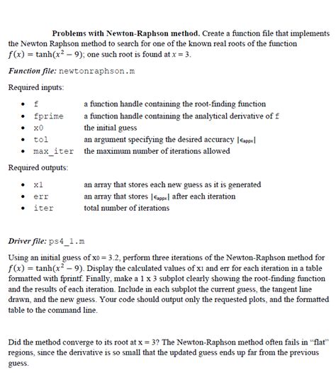 problems with newton raphson method create a