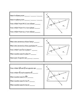 Points Lines And Planes Notes By Pi A La Mode TPT
