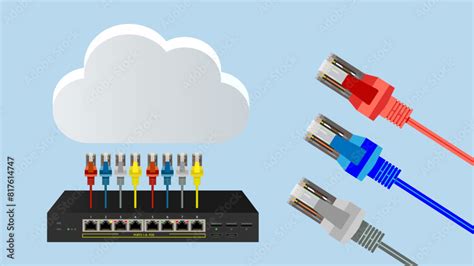 Connect To Cloud Computing With LAN RJ45 And Network Switches For