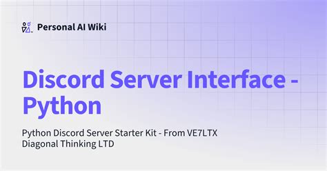 Discord Server Interface Python Personal Ai Wiki