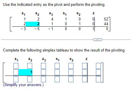 Solved Use The Indicated Entry As The Pivot And Perform The Chegg