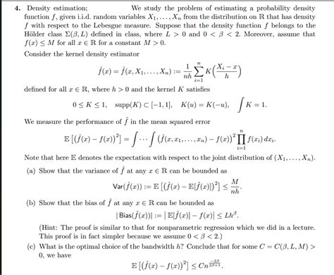 Solved Density Estimation We Study The Problem Of Chegg