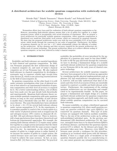 Pdf A Distributed Architecture For Scalable Quantum Computation With