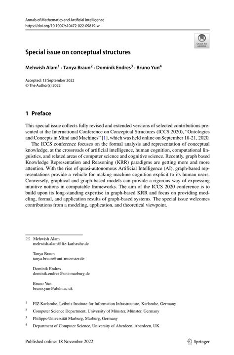 Pdf Special Issue On Conceptual Structures