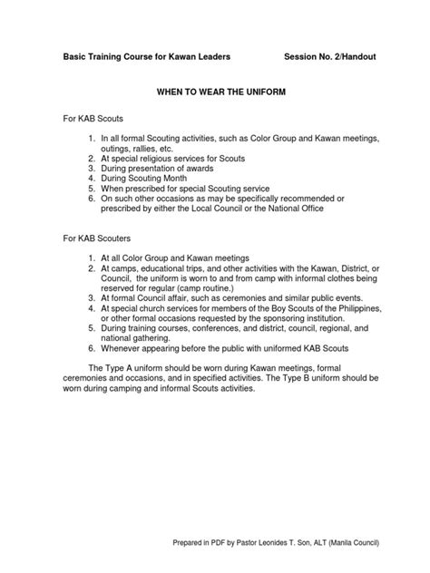 Smartness And Good Order Pdf Scouting Clothing