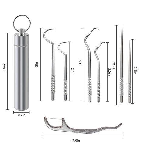 7 Piece Set Stainless Steel Portable Toothpick Handy Tool Interdental