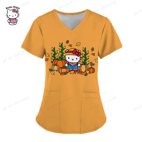 Uniforme De Hello Kitty Para Mujer Camisa De Trabajo De Enfermera Con