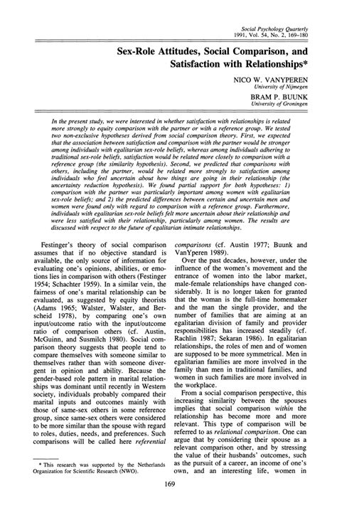 Pdf Sex Role Attitudes Social Comparison And Satisfaction With Relationships Pdf Sex Role Attitudes Social Comparison And Satisfaction With Relationships