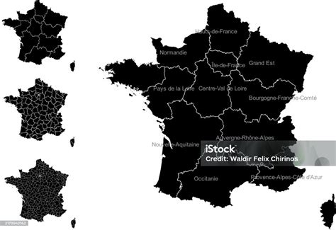 France Map With Its Administrative Divisions And Regions Ilustrasi Stok