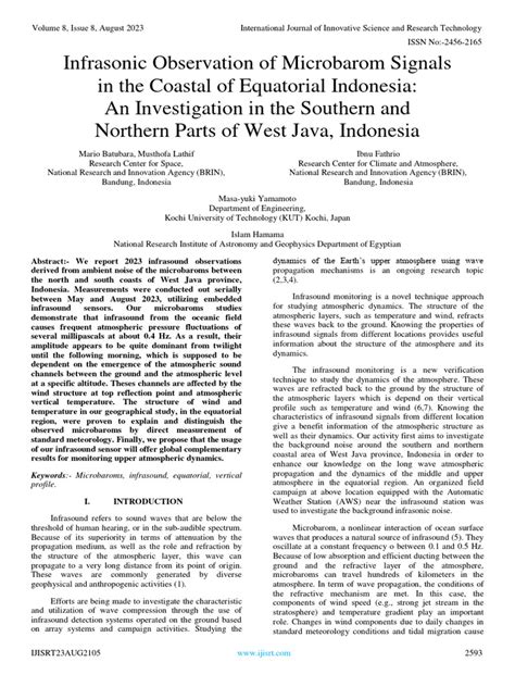 Infrasonic Observation Of Microbarom Signals In The Coastal Of Equatorial Indonesia An