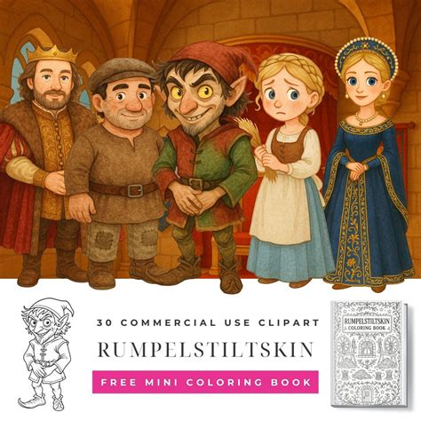 Rumpelstiltskin Watercolor Clipart Bundle Fairy Tale Art Png Pack