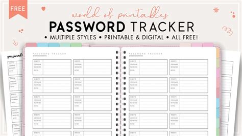 Free Password Tracker Template World Of Printables