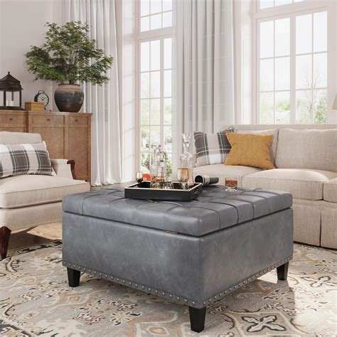 Fivewillowise Tufted Square Ottoman Coffee Table With