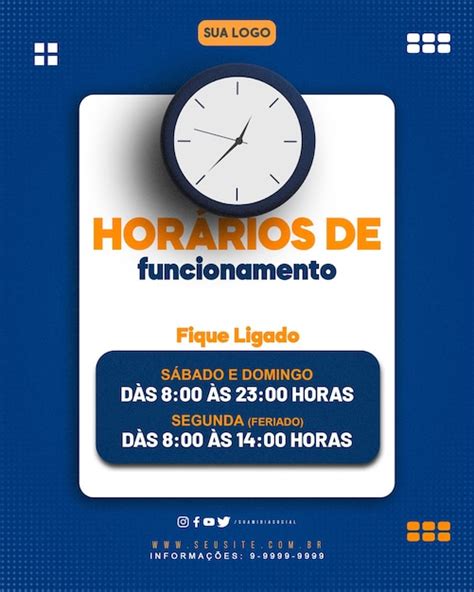 Horario De Funcionamento Template Feed Premium Psd