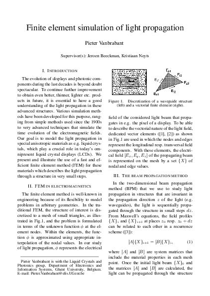 Pdf Finite Element Simulation Of Light Propagation