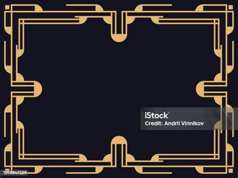 아르 데코 프레임입니다 검은색 바탕에 금색의 빈티지 선형 테두리 초대장 전단지 및 인사말 카드용 템플릿을 디자인합니다 1920