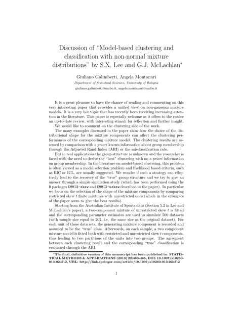 Pdf Discussion Of “model Based Clustering And Classification With Non