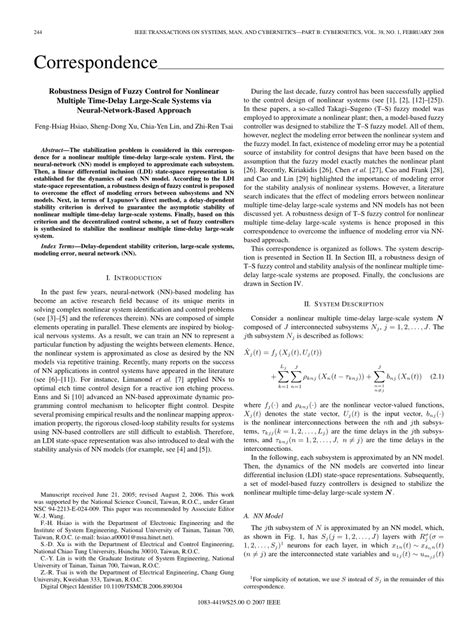 Pdf Robustness Design Of Fuzzy Control For Nonlinear Multiple Time