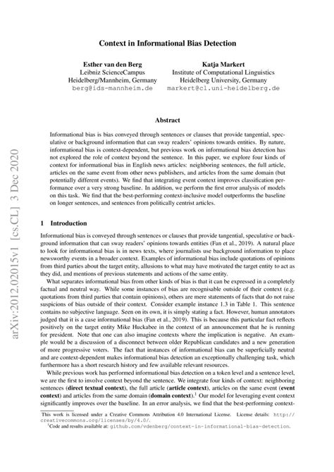 context in informational bias detection deepai