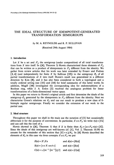Pdf The Ideal Structure Of Idempotent Generated Transformation Semigroups