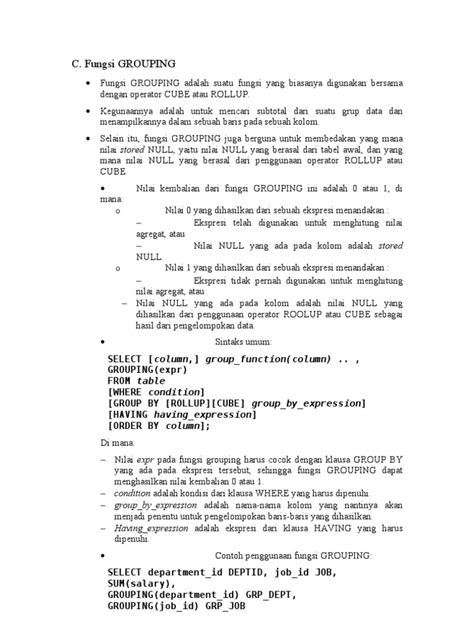 Oracle Grouping Function Pdf