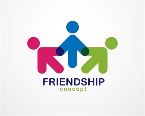 팀워크 사업가 화합과 협력 개념은 직원으로서 단순한 기하학적 요소로 만들어졌습니다 벡터 아이콘 또는 로고입니다 우정의 드림팀 통일된 크루 컬러풀한 디자인 프리미엄 벡터