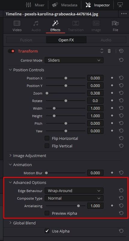 transforming scaling and rotating in davinci resolve 18 2024 edits 101