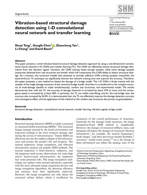Pdf Vibration Based Structural Damage Detection Using 1 D