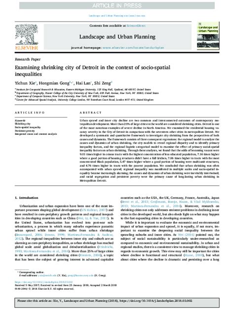 Pdf Examining Shrinking City Of Detroit In The Context Of Socio Spatial Inequalities