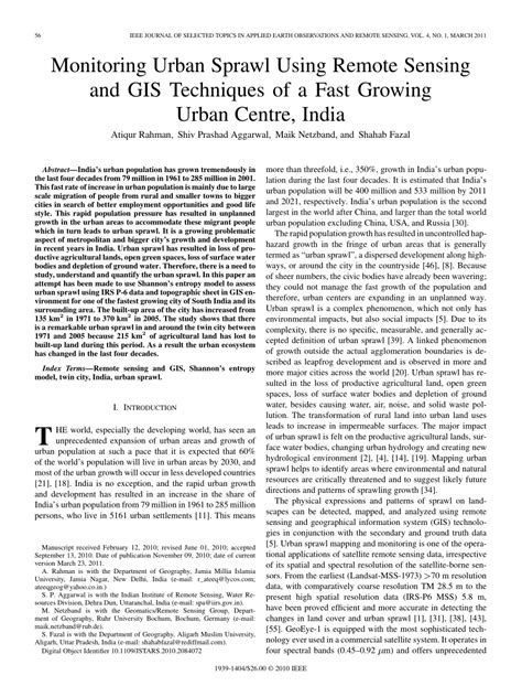 Pdf Monitoring Urban Sprawl Using Remote Sensing And Gis Techniques Of A Fast Growing Urban