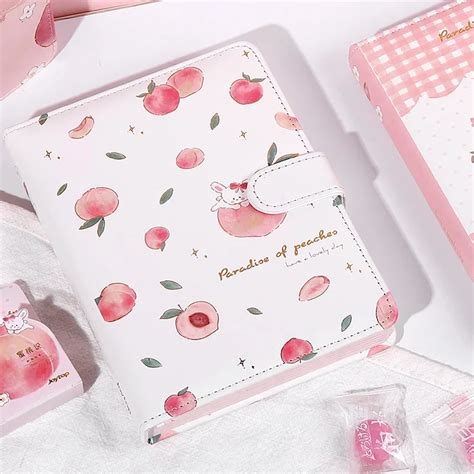 Cute A5 Peach Pink Sweet Diary Notebook Magnetic Buckle Hand Book Girls T Journal Planner