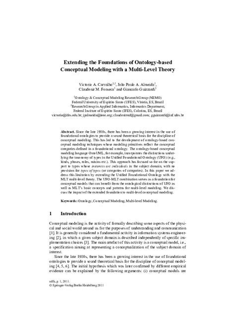 Pdf Extending The Foundations Of Ontology Based Conceptual Modeling