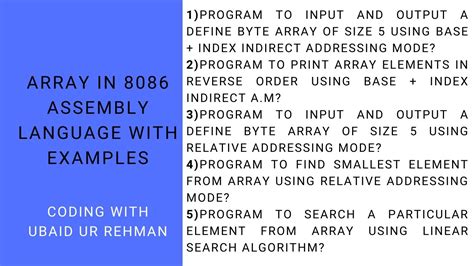 Baseindex Indirect Addressing Mode Relative Addressing Mode In 8086