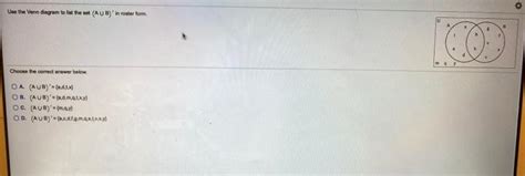 Solved Use The Venn Diagram To In The Set Aub In Roster