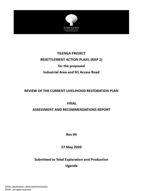 Tilenga Rap1 Review Current Livelihood Restoration Plan Pdf