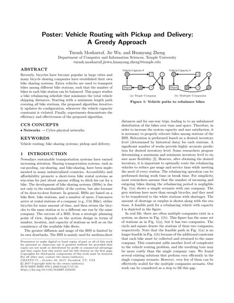 pdf poster vehicle routing with pickup and delivery a greedy approach