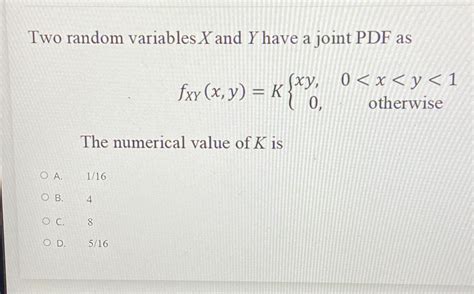 solved two random variables x ﻿and y ﻿have a joint pdf