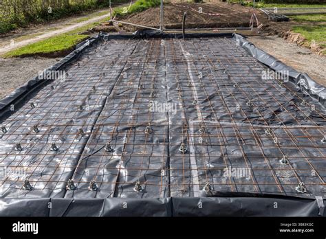 Steel Reinforcement Grid Rebar Grid Fixed Over A Plastic Membrane Dpm Ready For Concrete To