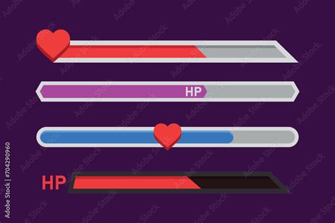 Game Ui Slider Load Bar Interface Design Element Isolated Set Vector